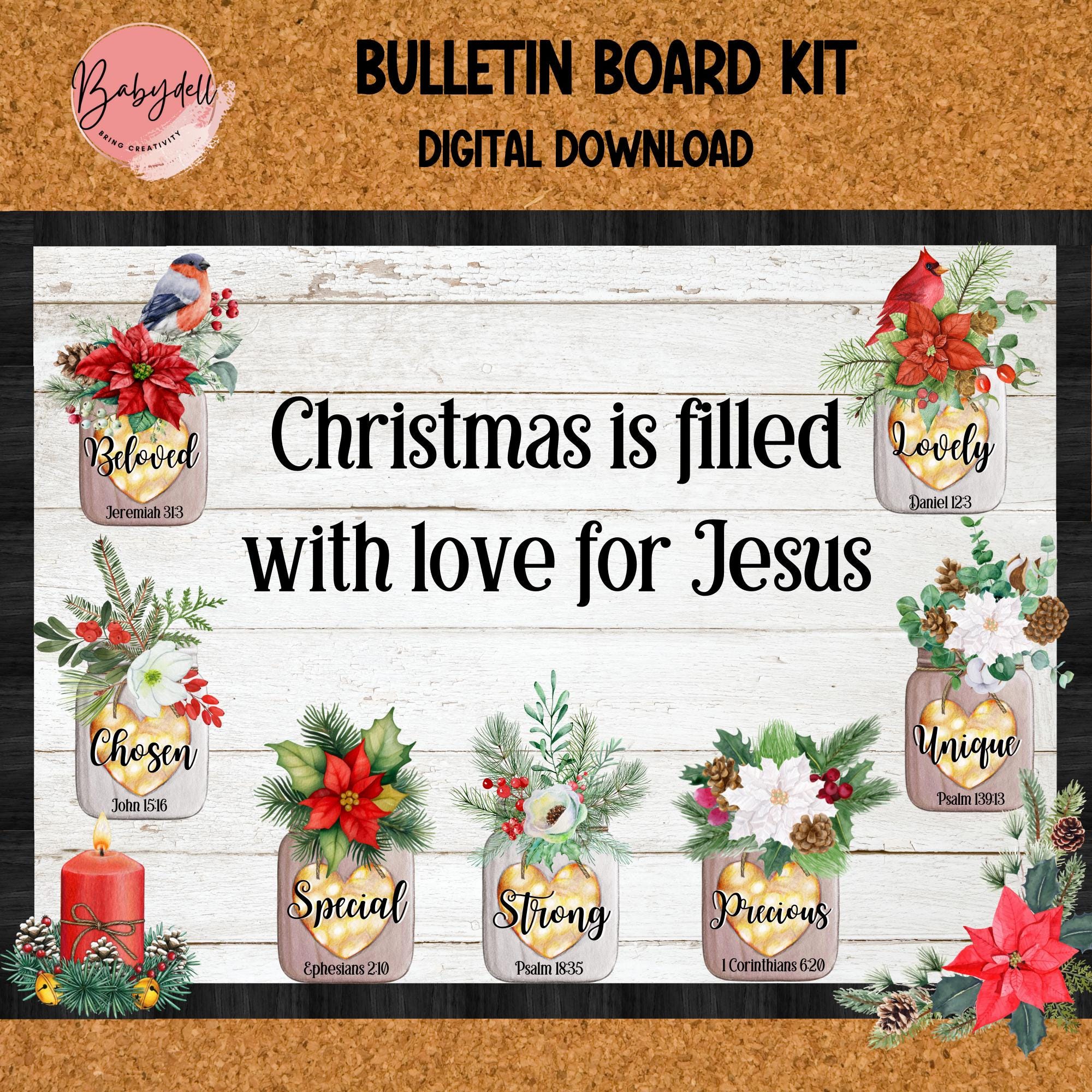 Christmas Bulletin Board Kit: God Says You Are, Winter Christian Decor ...