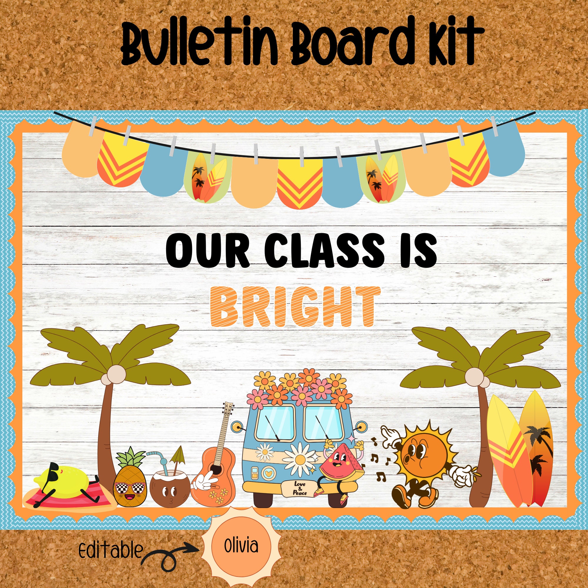 Here Comes the Sun Summer Bulletin Board Kit,groovy Classroom Decor ...