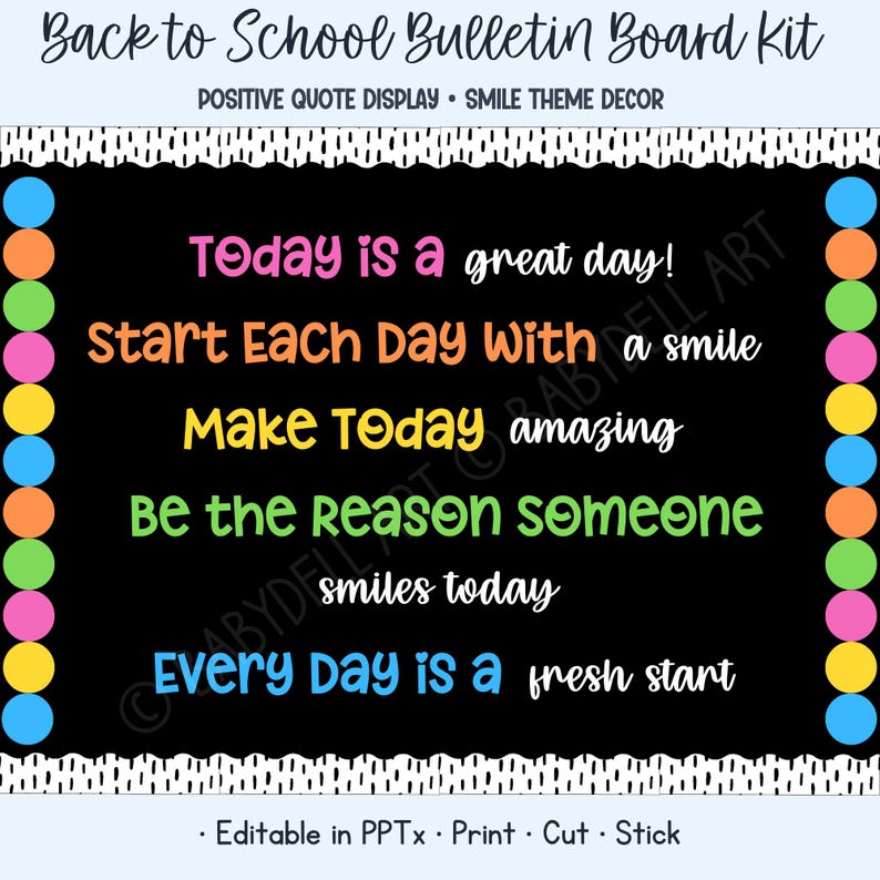 Smile Bulletin Board Kit With Positive Quote Display and Colorful ...