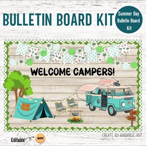 Campers Bulletin Board Kit | Summer Door | Decor Bulletin Board Camping ...