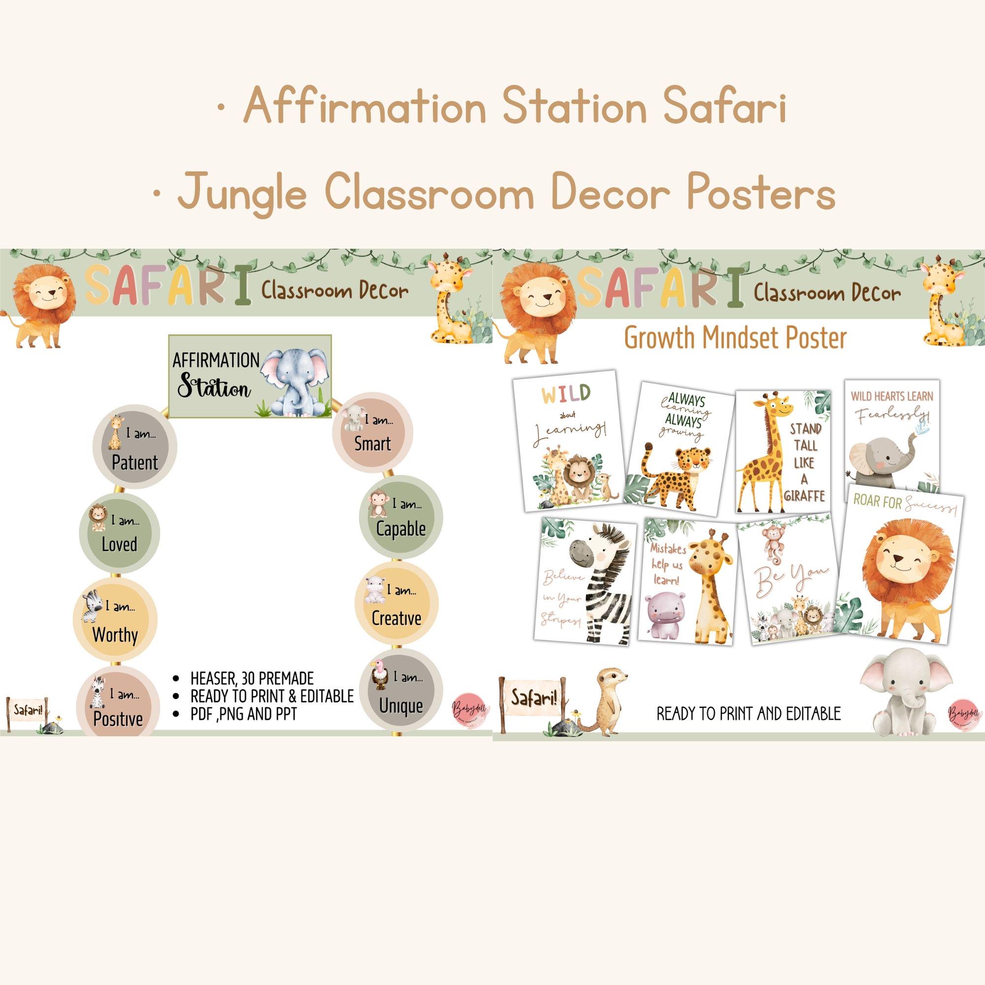 Safari Classroom Decor Bundle Neutral Jungle Theme Boho Animal Print ...