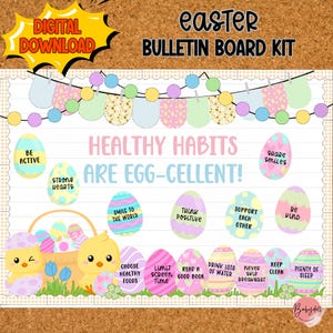 Healthy Habits Easter Bulletin Board Kit | School Nurse Office Decor ...