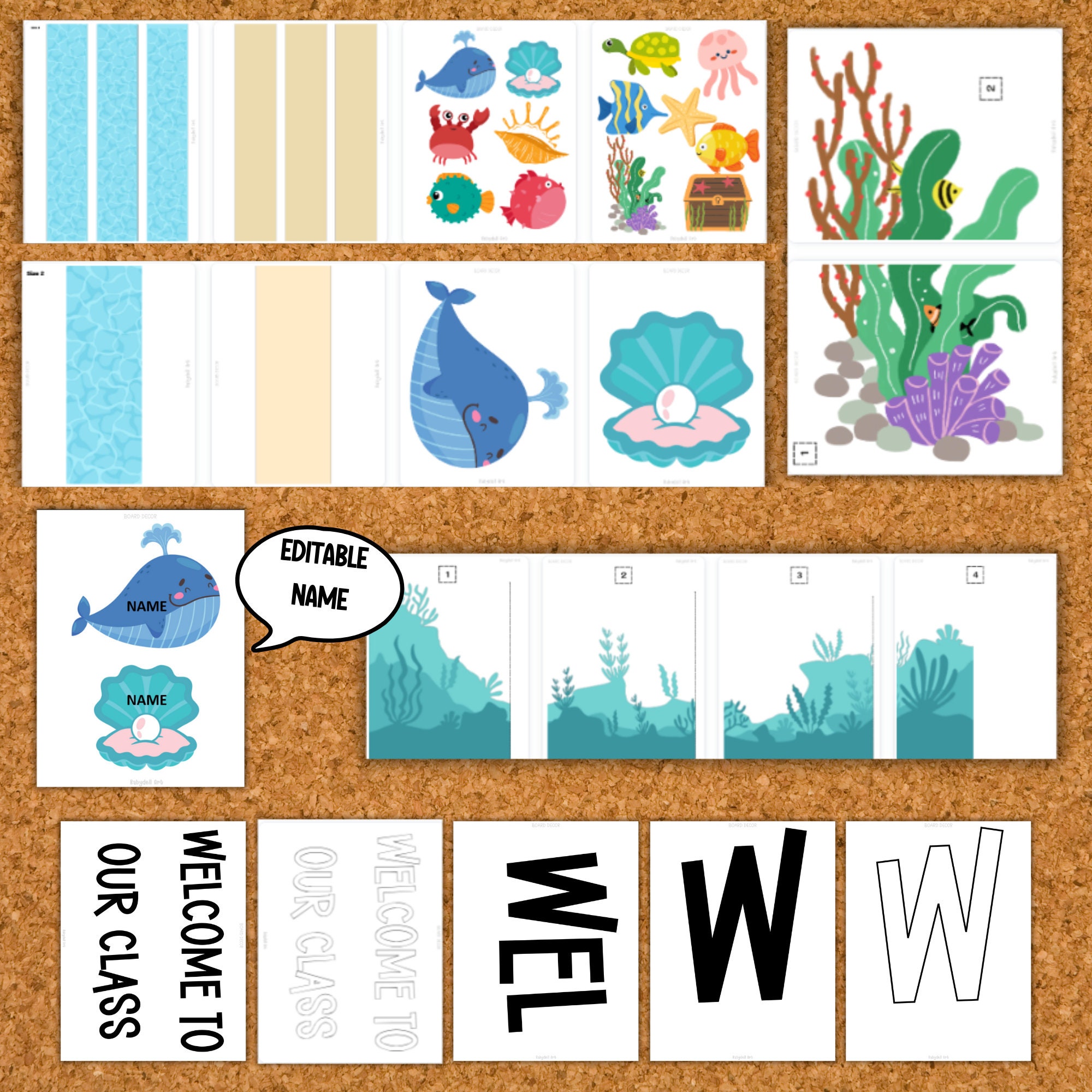 DIVING INTO SUMMER Themed Printable Bulletin Board or Door Display Set ...
