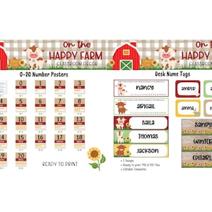 Editable Farm Classroom Decor Bundle | Happy Farm Theme for Prek-2nd ...
