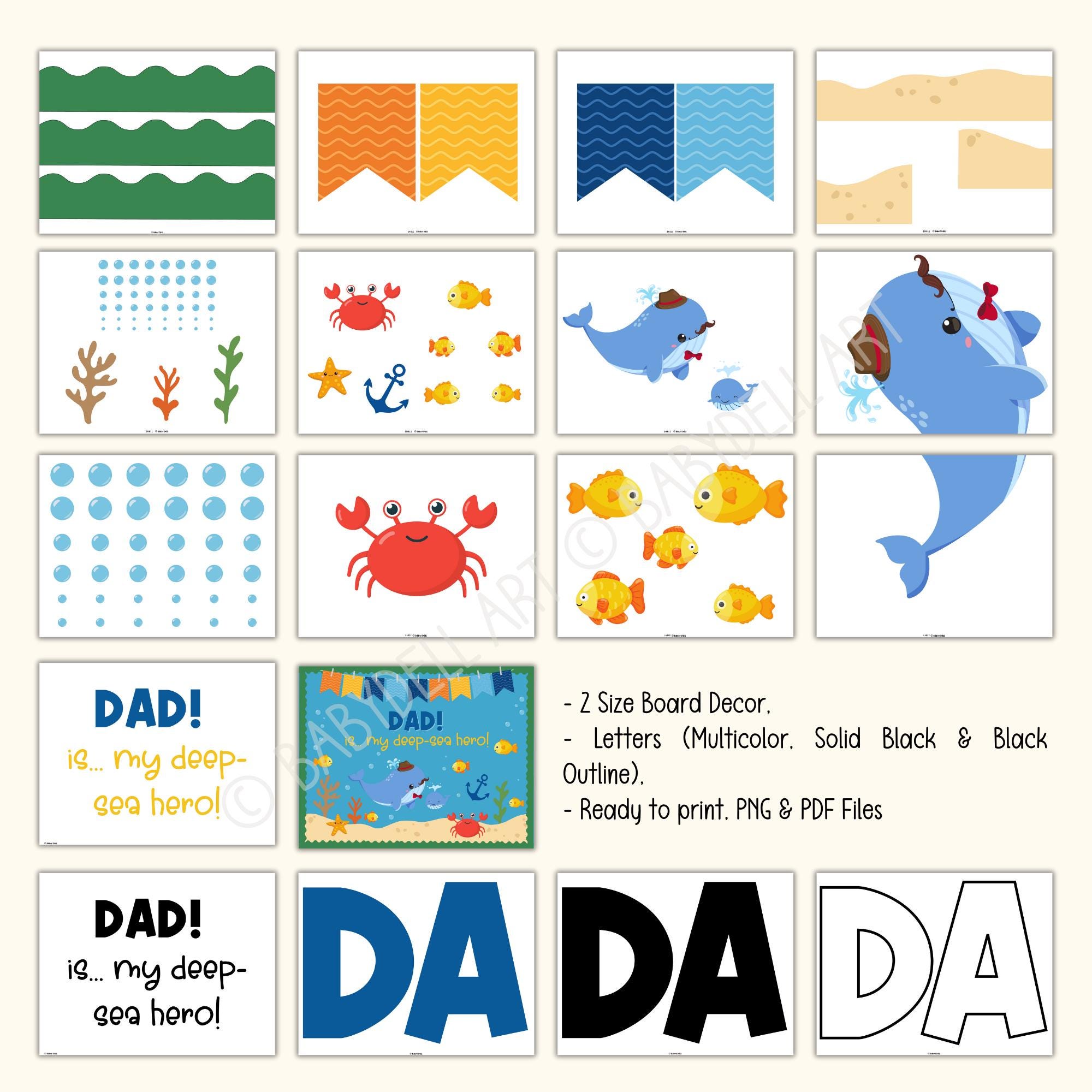 Father's Day Bulletin Board Kit: Ocean Theme Classroom Decor (digital ...