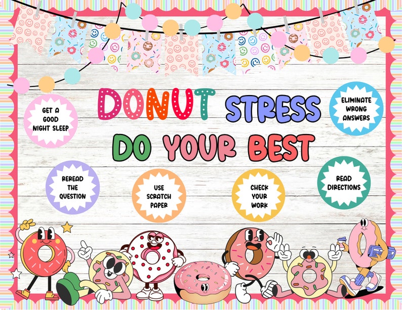 Donut Stress Test Prep Bulletin Board Kit: Classroom Decor - Etsy