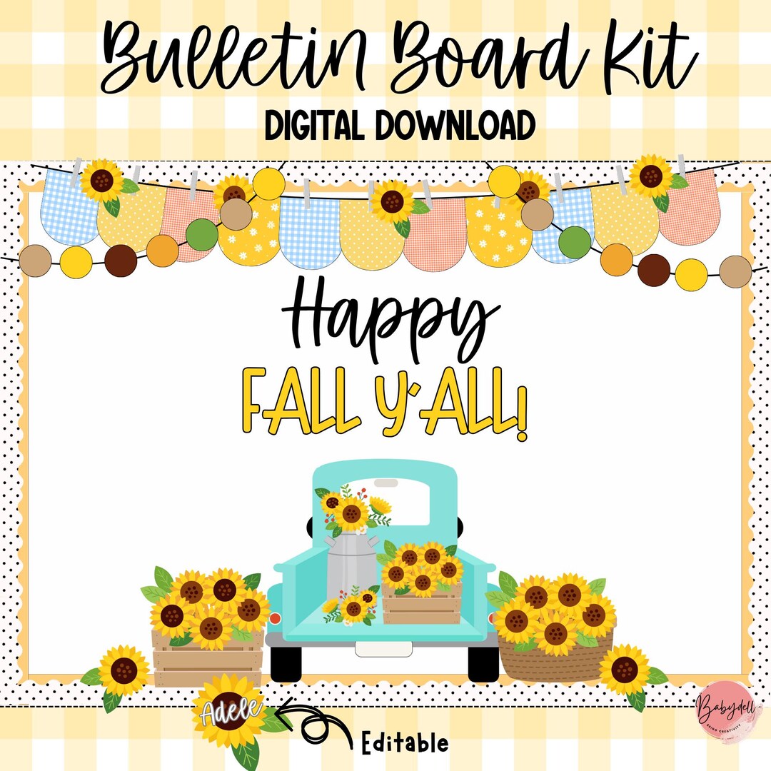 Sunflower Truck Fall Bulletin Board Kit: Farmhouse Classroom Decor - Etsy