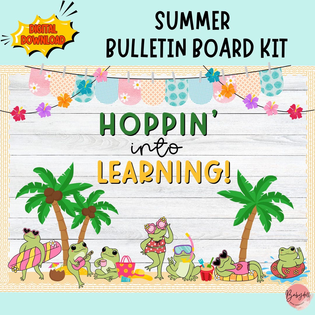 Frog Summer Bulletin Board Kit: Beach Classroom Decor (digital Download ...