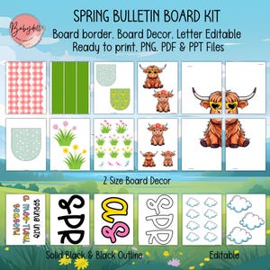 Highland Cow Bulletin Board Kit for Back to School, Modern Farmhouse ...