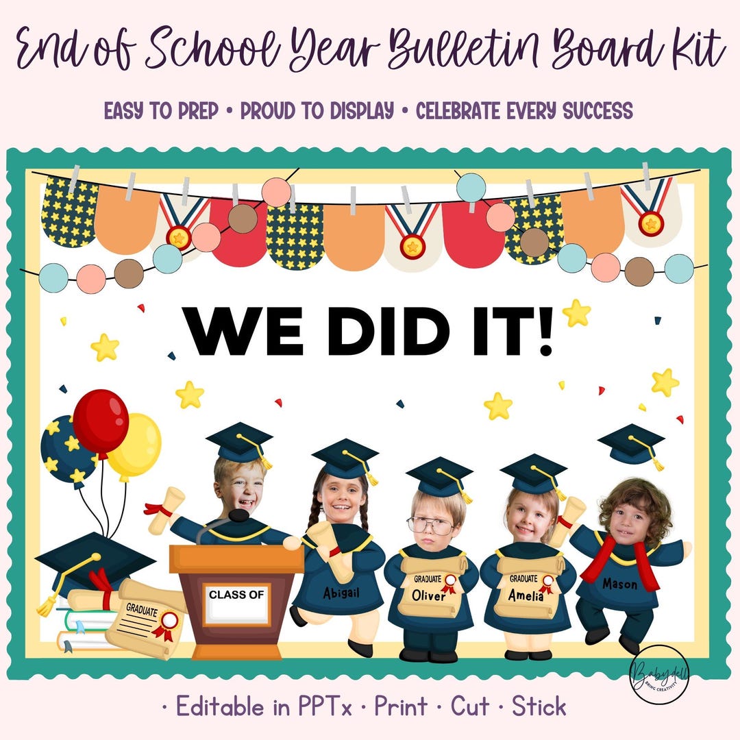 Editable Graduation Student Photo Display Bulletin Board Kit End of ...