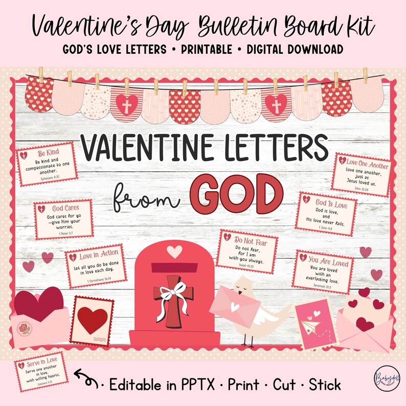 Gods Love Letters Christian Valentine Bulletin Board Kit for Sunday ...