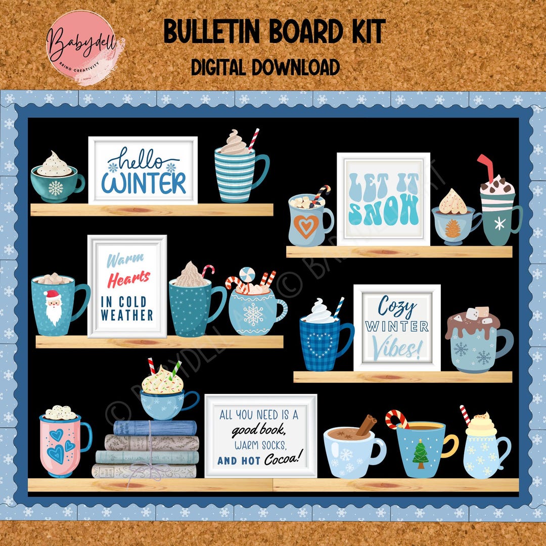 Winter Hot Cocoa Bulletin Board Kit: Christmas Classroom Decor (digital ...