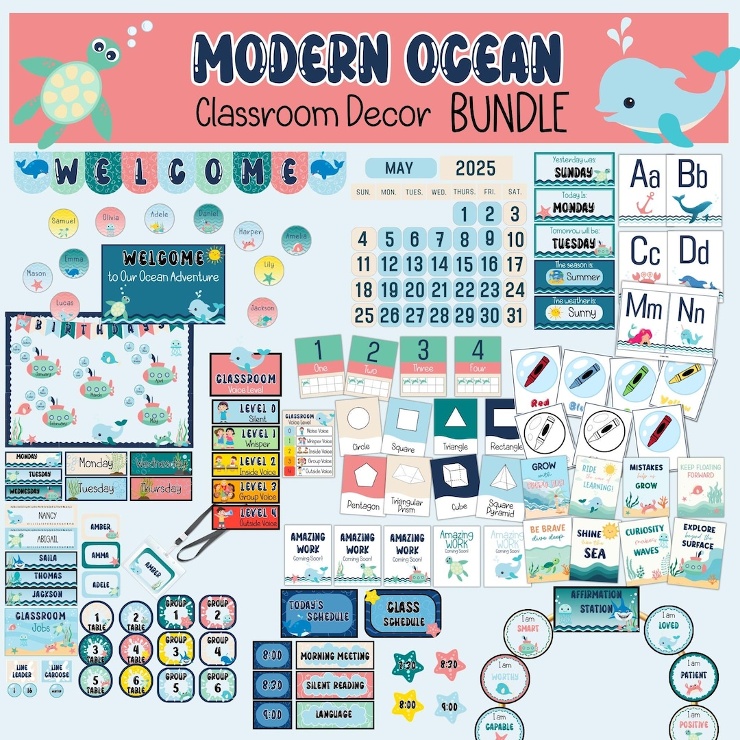 Ocean Classroom Decor Bundle Under the Sea Theme Printable Bulletin ...