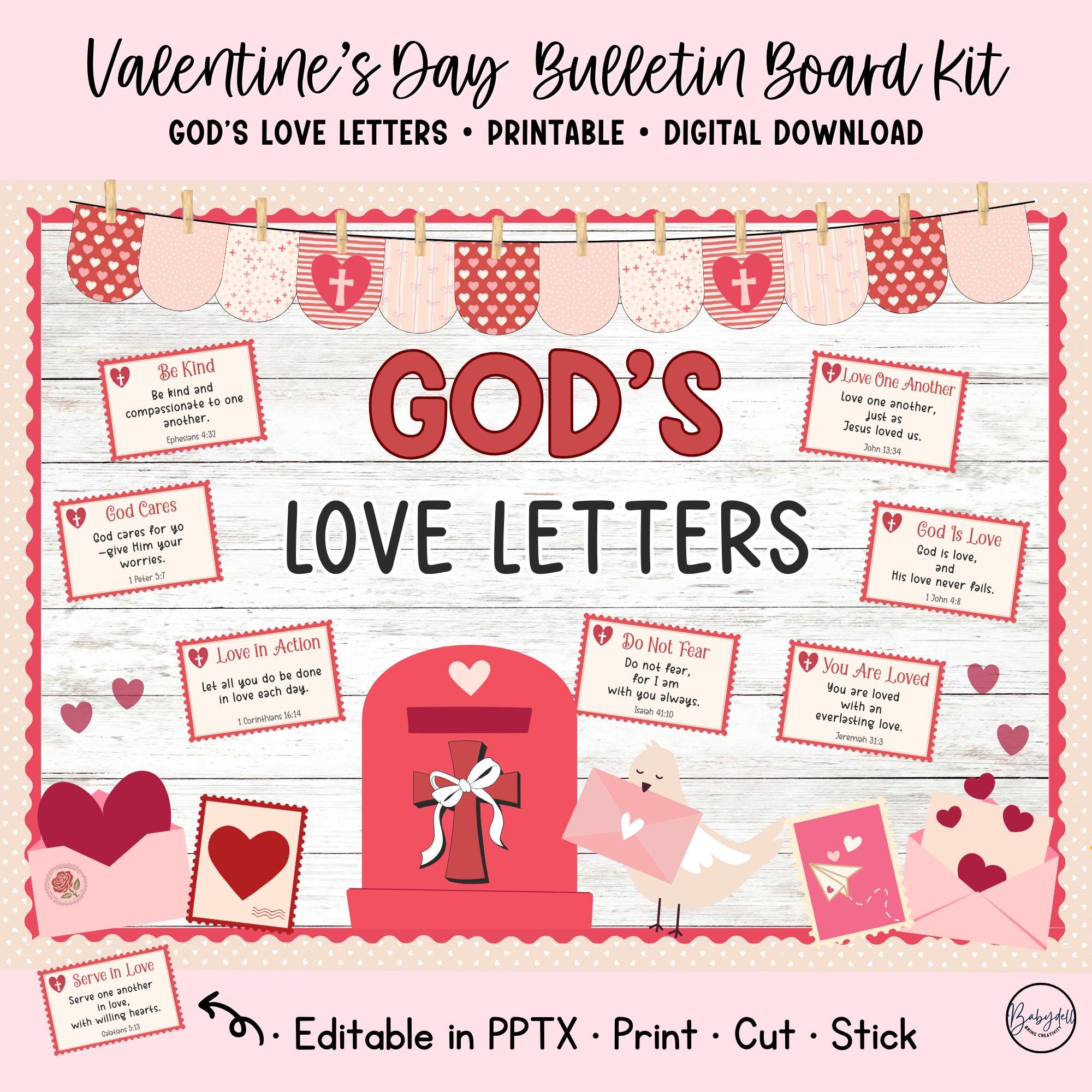 Gods Love Letters Christian Valentine Bulletin Board Kit for Sunday ...