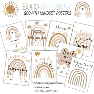 Editable Boho Rainbow Classroom Decor Bundle, Muted Neutral Theme for ...