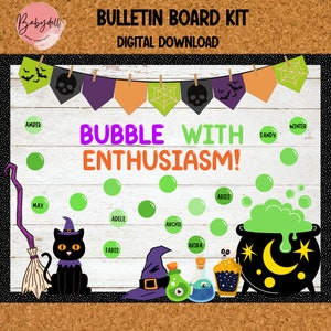 Halloween Bulletin Board Kit Motivational Bulletin Board Bubble Witch ...