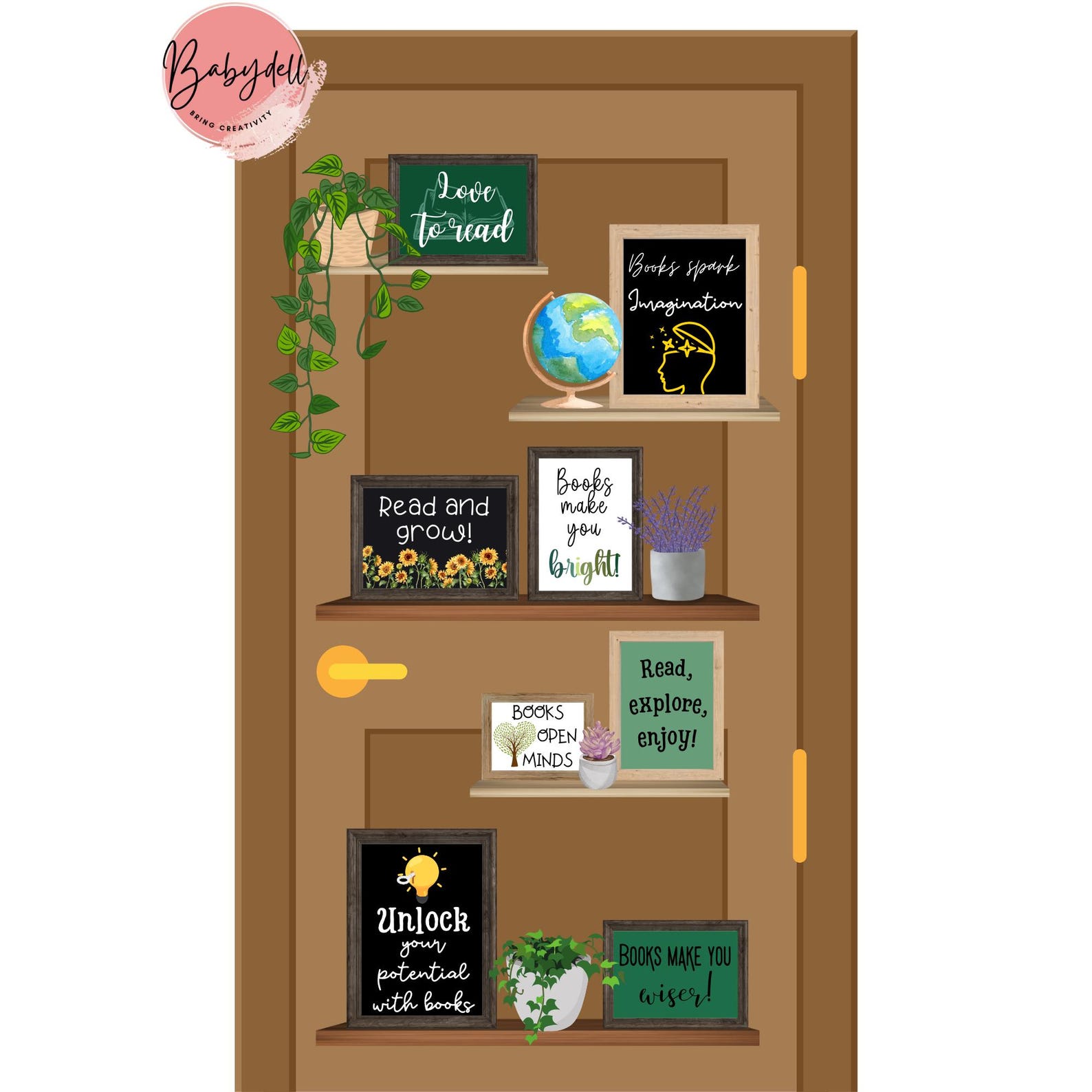 Reading Board Kit With Greenery Bookshelf Classroom Decor - Etsy