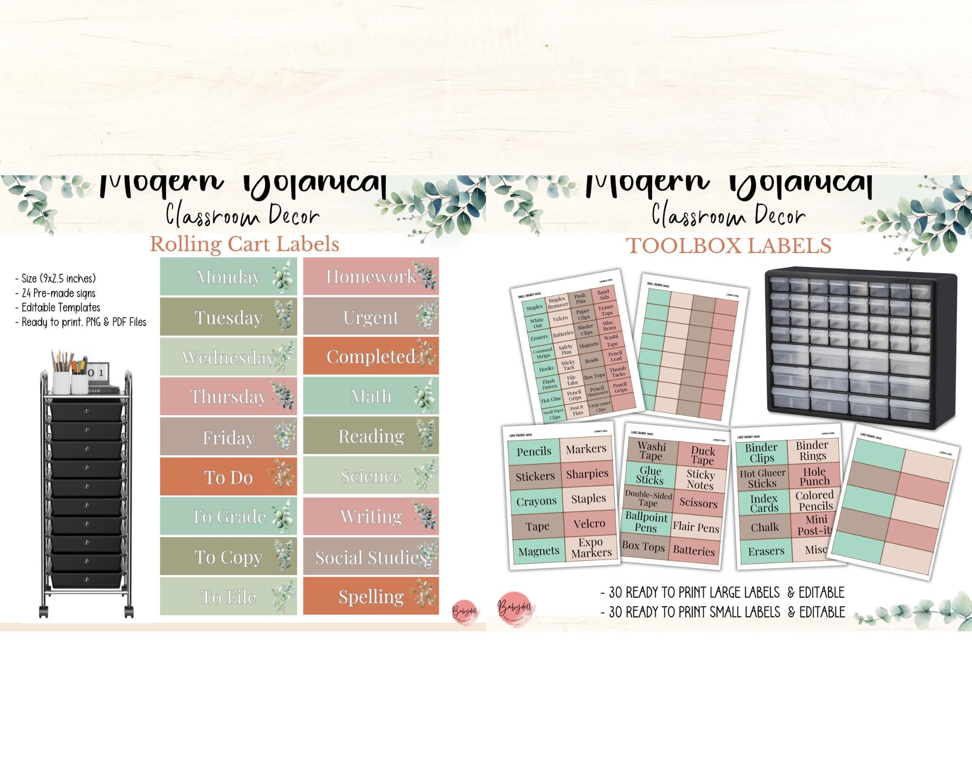 Eucalyptus Classroom Decor Bundle: Neutral Botanical Printables ...