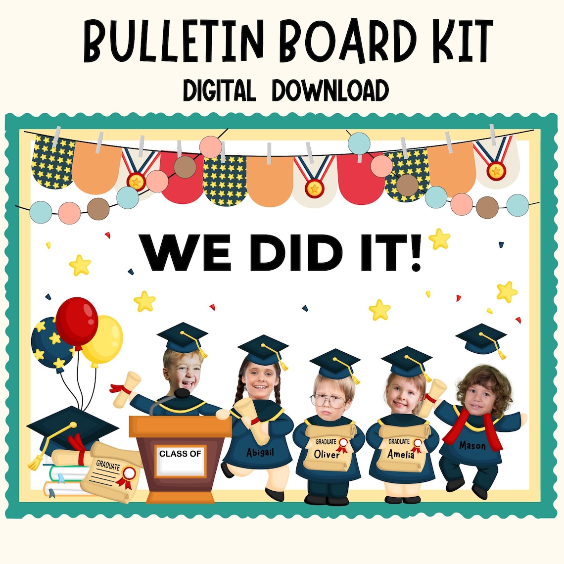 Graduation Bulletin Board Kit: Editable Classroom Decor (digital ...