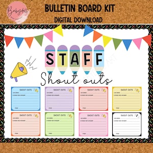Staff Shout Out Bulletin Board Kit: Printable Recognition Cards ...