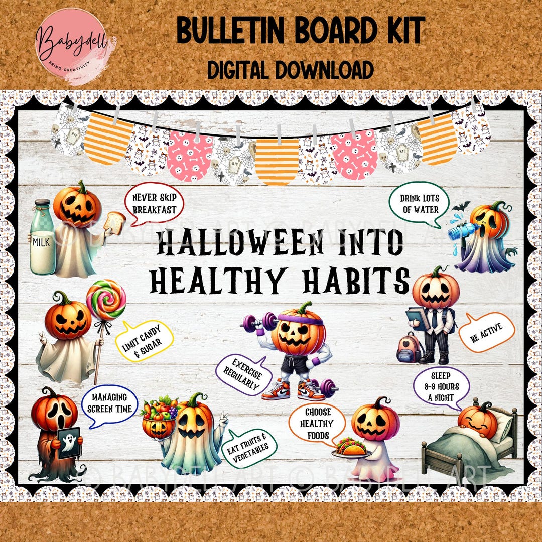 Halloween Healthy Habits Bulletin Board | Halloween School Nurse ...
