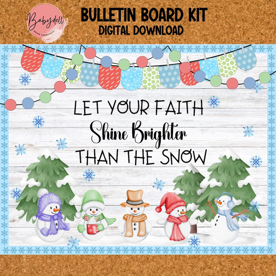 Winter Bulletin Board Kit | Christian Classroom Decor | Snowman-themed ...