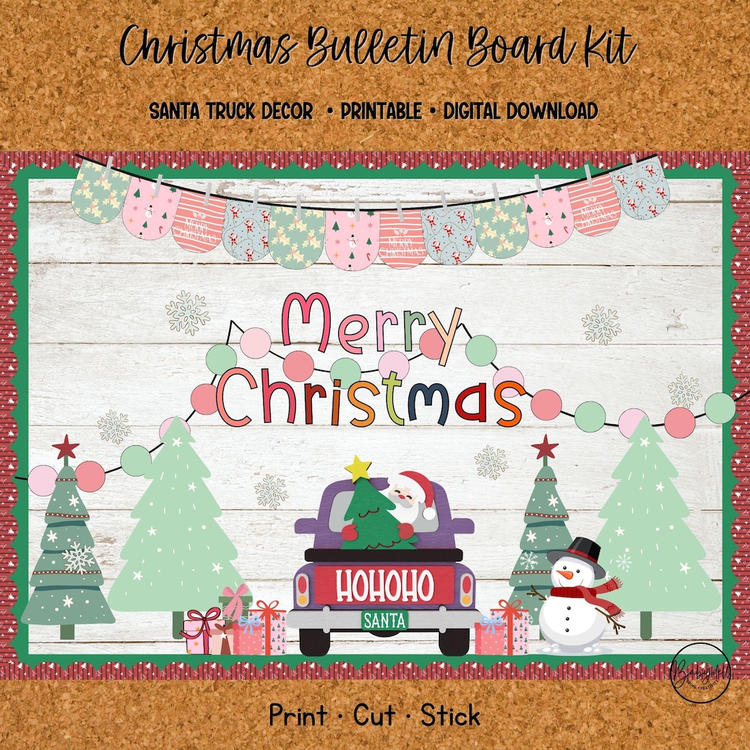 Christmas Bulletin Board Kit With Santa Truck for Festive Classroom ...
