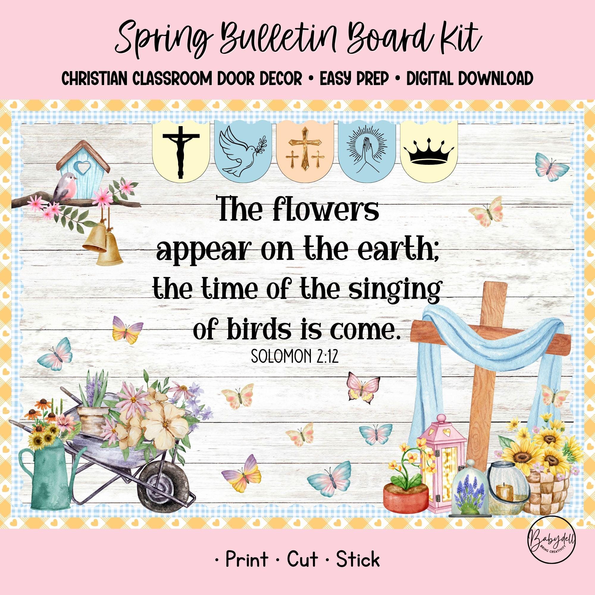 Christian Spring Bulletin Board Kit March Religious Classroom Door ...