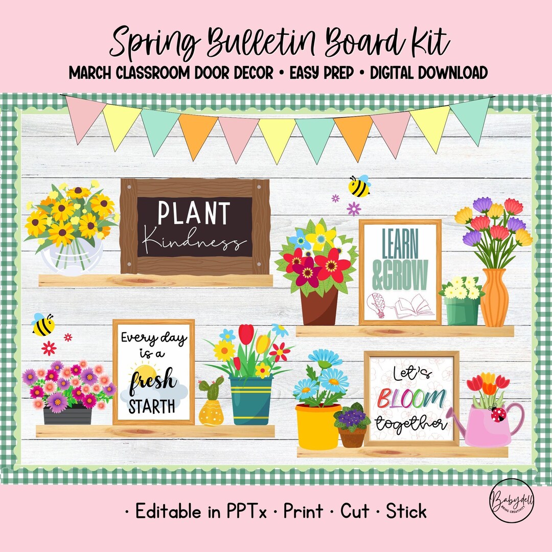 Spring Board Kit Plant Kindness Floral Classroom Door Decor - Etsy