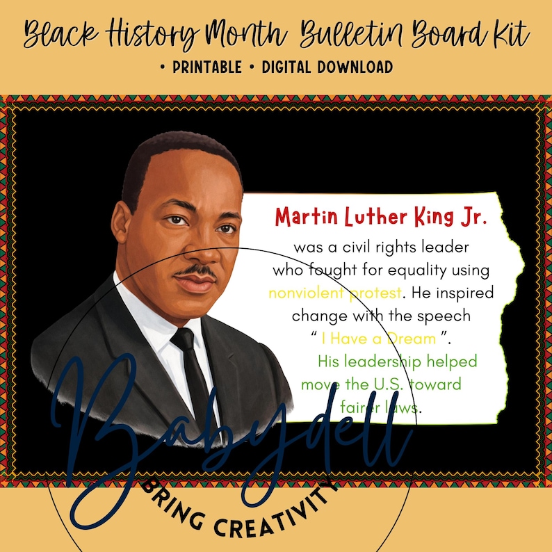 Black History Month Bulletin Board Kit 12 Important Figures Classroom ...