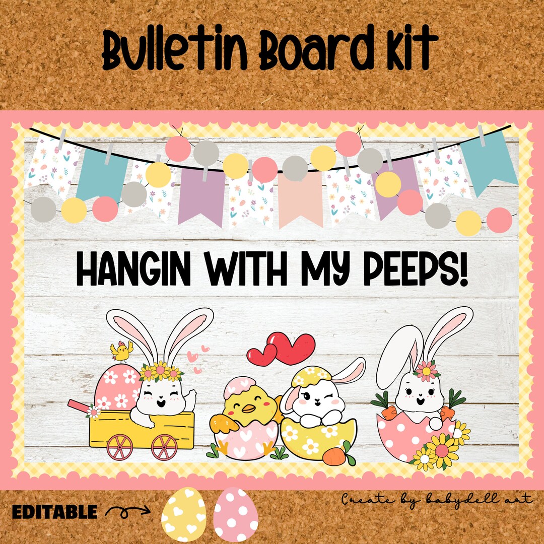 Bunny Funny Bulletin Board Kit, Spring Bulletin Board Door Decor, March ...