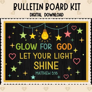 Christian Bulletin Board Kit | Bible Verse Classroom Decor | Glow for ...