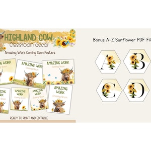 Highland Cow Classroom Decor Bundle: Modern Farmhouse Theme (digital ...