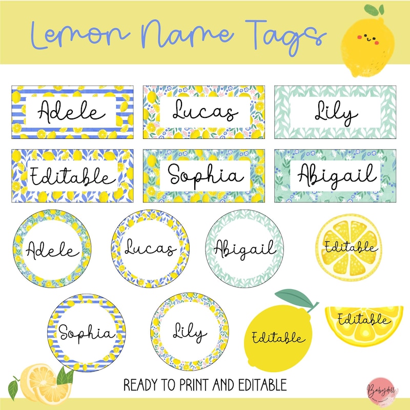 Lemon Classroom Tags - Etsy