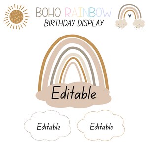 Boho Rainbow Birthday Display | Editable Classroom Birthday Chart ...