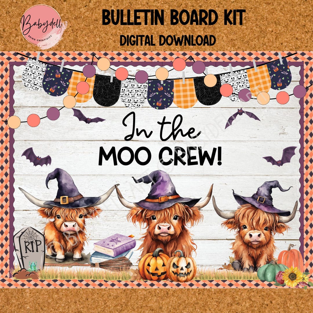 Highland Cow Halloween Bulletin Board Kit: Farmhouse Classroom Decor ...