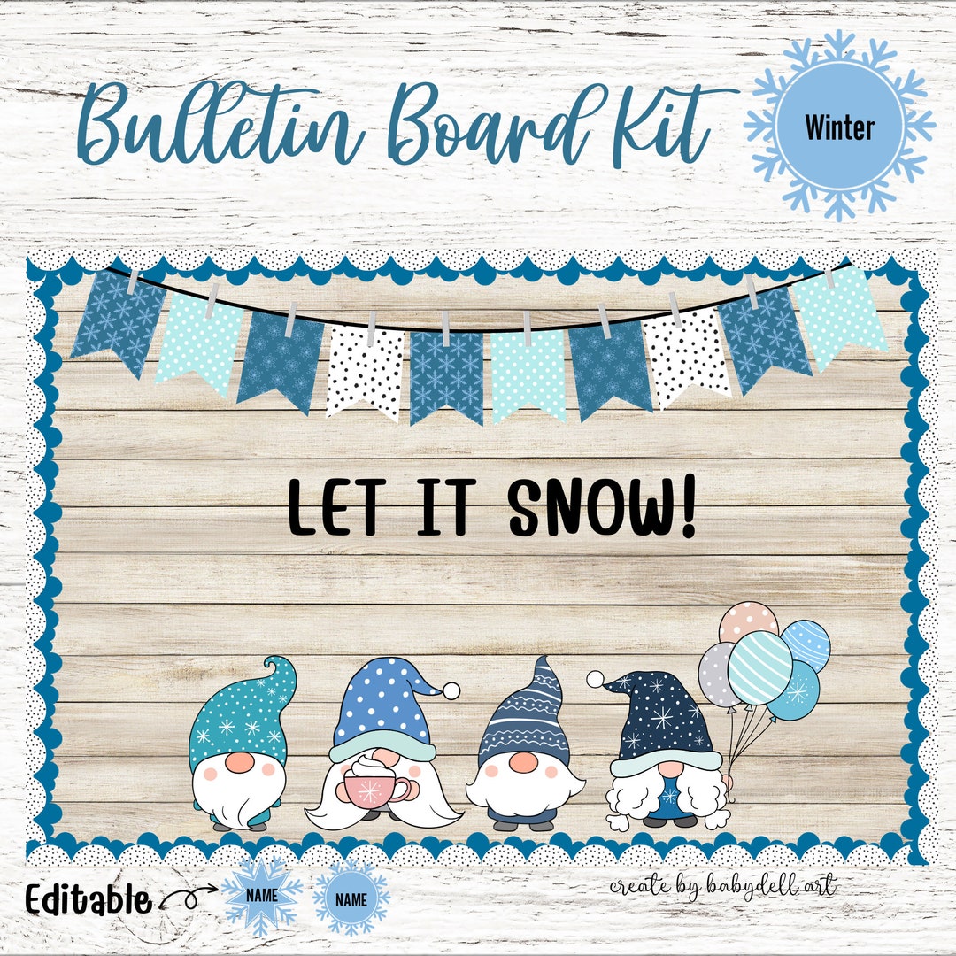 Hello Winter Gnomes Winter Bulletin Board January Door Decor - Etsy