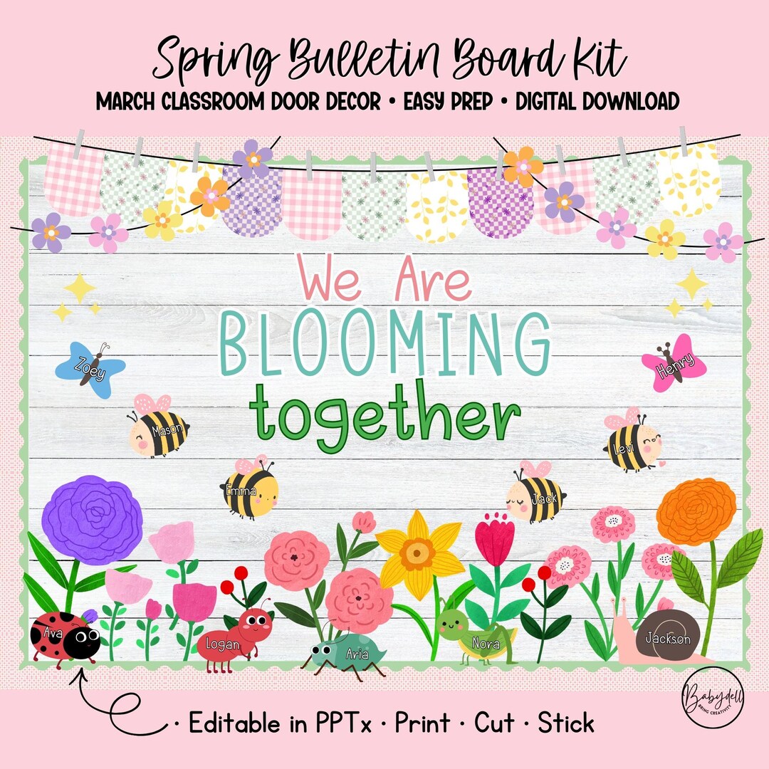 Spring Bulletin Board Kit Blooming Together Garden Theme Classroom Door ...