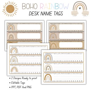Boho Rainbow Name Tags for Students | Editable Classroom Desk Labels ...