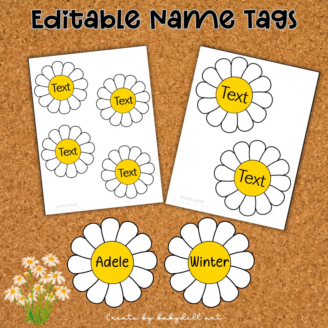Flowers Editable Name Tags Spring Bulletin Board Decor - Etsy