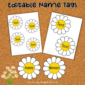 Flowers Editable Name Tags Spring Bulletin Board Decor - Etsy