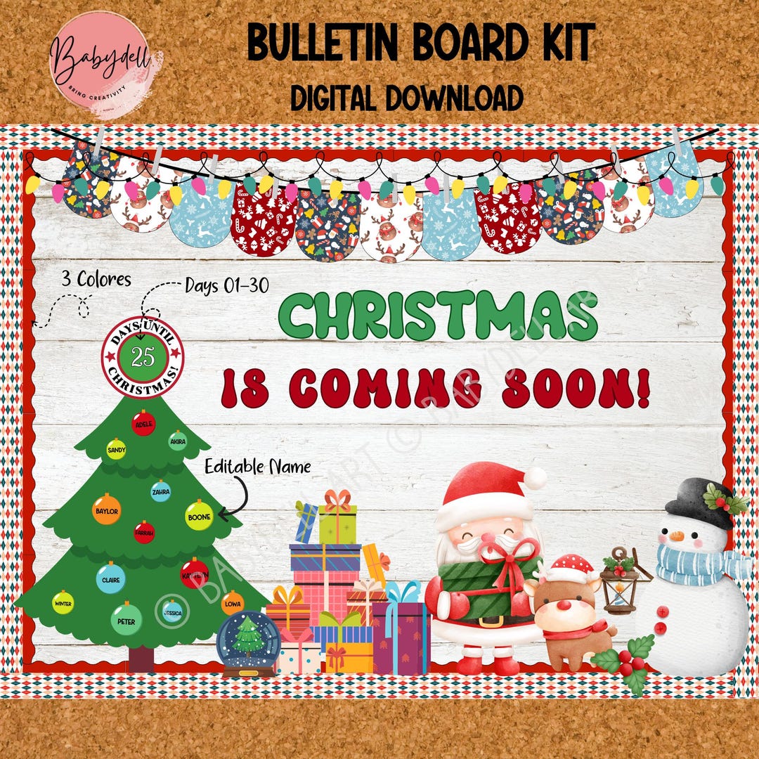 Christmas Countdown Bulletin Board Kit: Editable Classroom Decor ...
