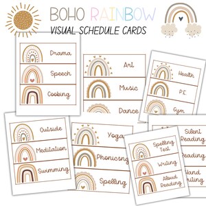 Editable Boho Rainbow Classroom Schedule | Calm Visual Daily Routine ...