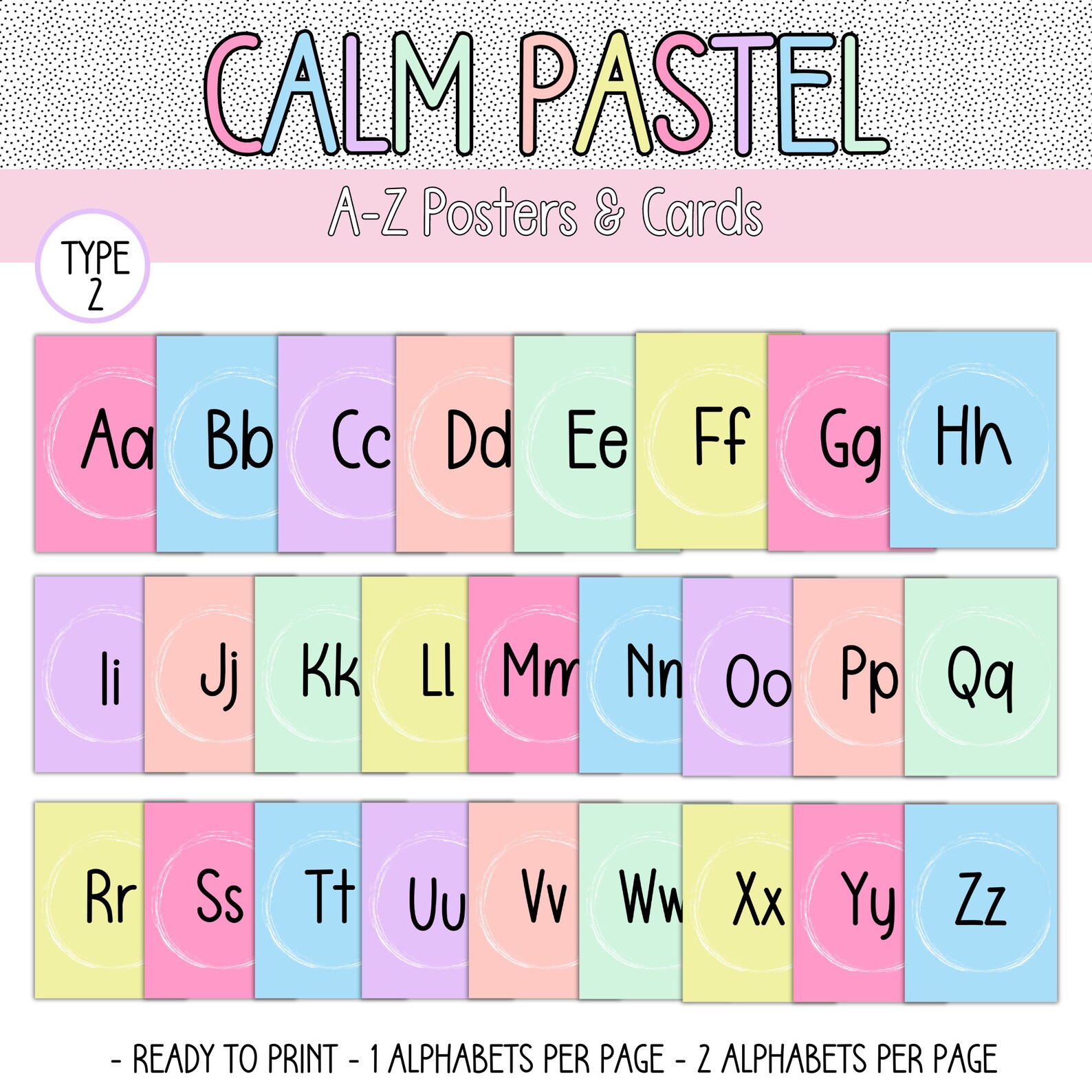 Calm Pastel Alphabet Posters, Editable Calm Colors Classroom Decor ...