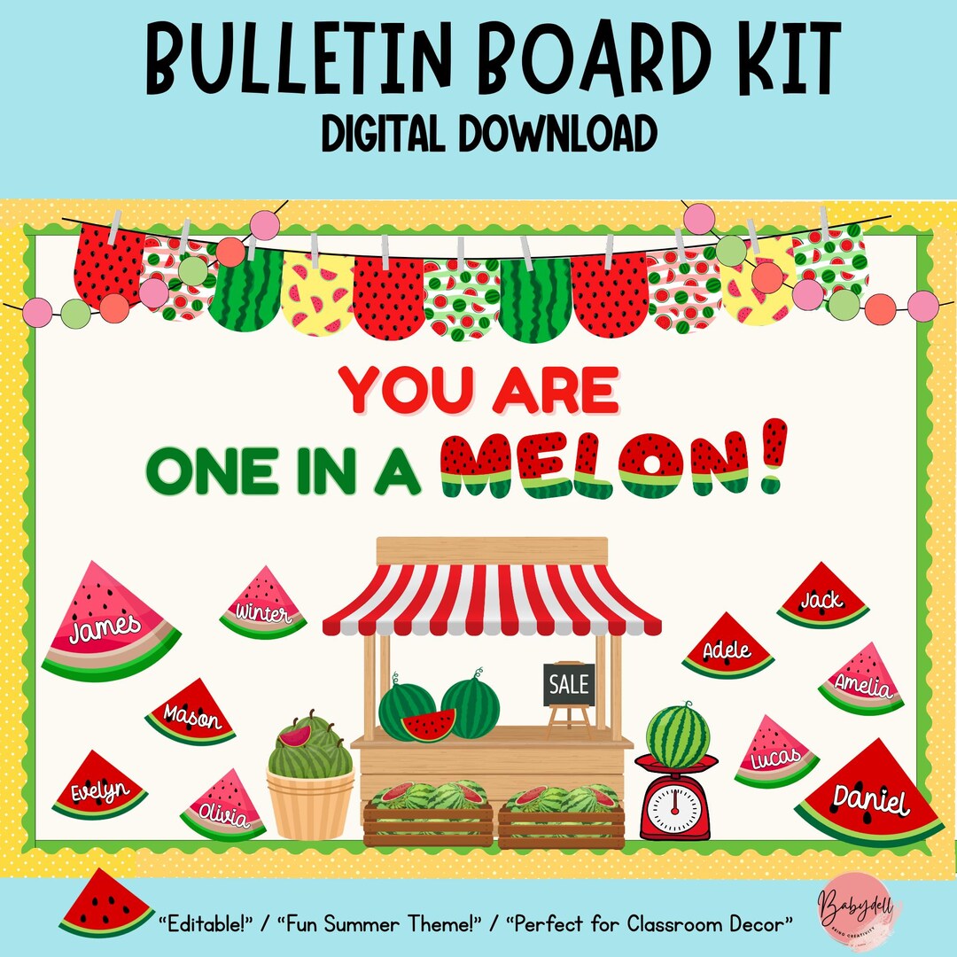 Watermelon Bulletin Board Kit: Summer Classroom Decor (printable PDF ...