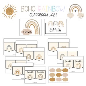 Boho Rainbow Classroom Jobs Display | Editable Job Chart for Students ...