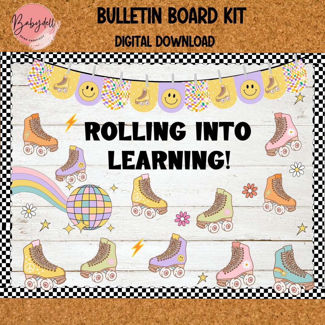 Retro Roller Skate Bulletin Board Kit: Groovy Disco Decor (printable ...