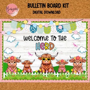 Highland Cow Bulletin Board Kit | Farmhouse Classroom Decor | Door ...