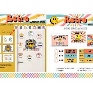 Groovy Retro Classroom Decor Bundle Editable 70s Smiley Face Theme ...