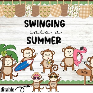 Summer Bulletin Board Kit Monkey Swinging Into a Summer Bulletin Board ...